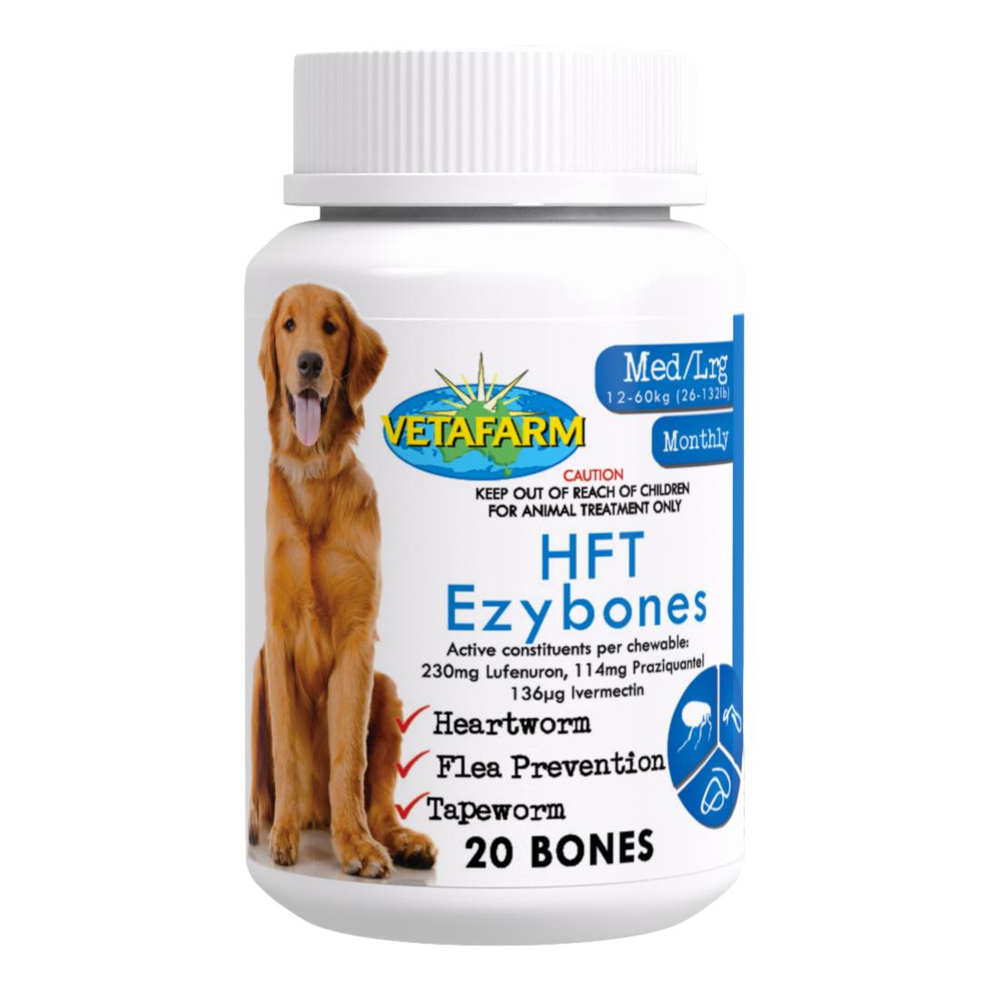 HFT Ezybones - for Heartworm, Tapeworm, & Fleas in Dogs
